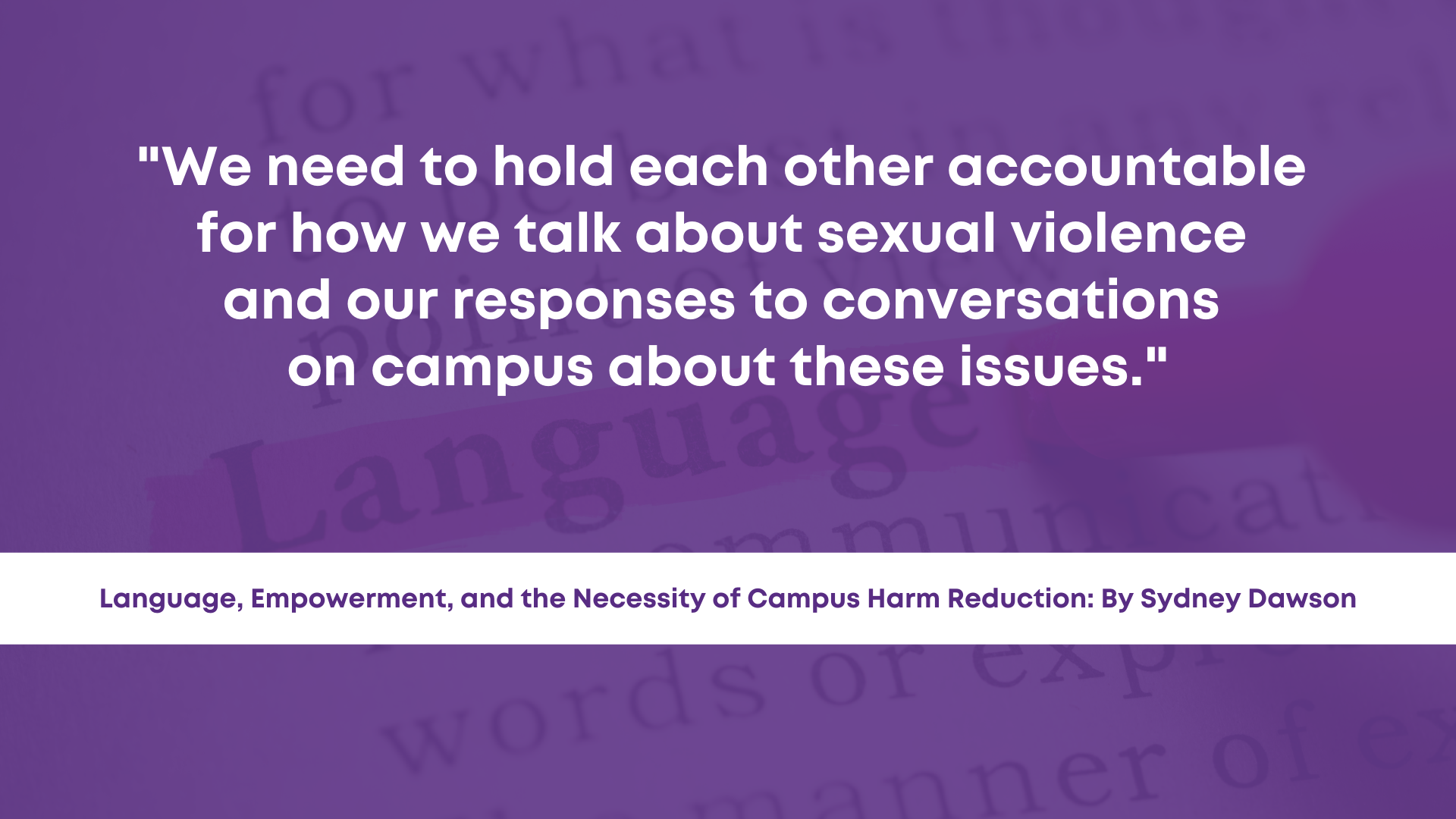 Language, Empowerment, and the Necessity of Campus Harm Reduction - USC ...